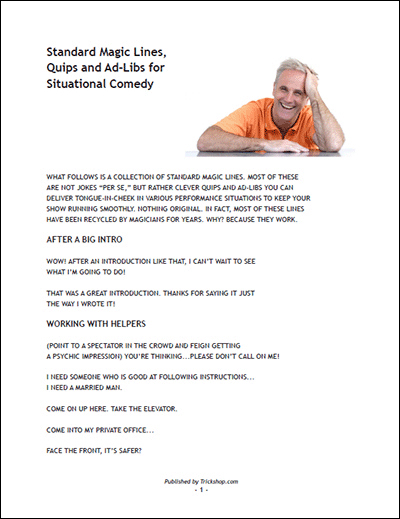 Situational Comedy Lines for Magicians | Comedy Magic Lines, Jokes ...